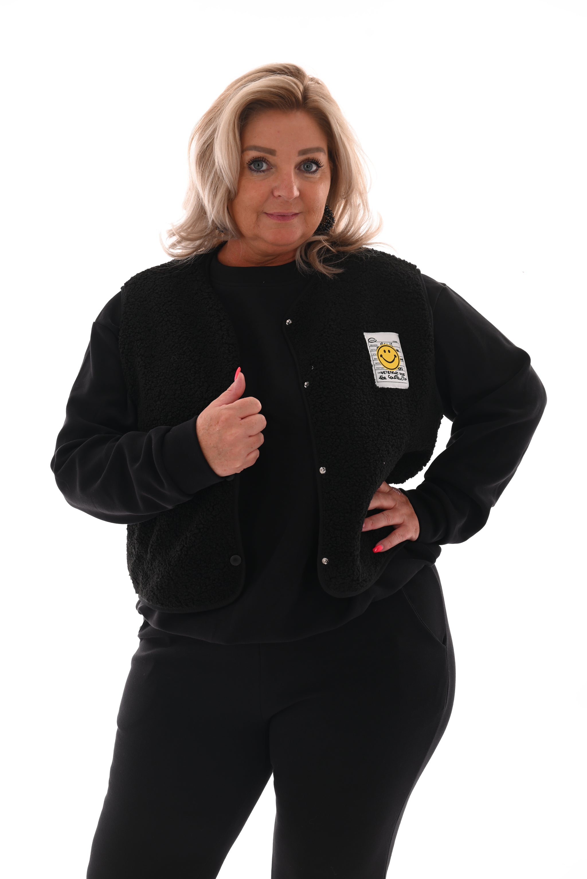 Gilet teddy smiley zwart